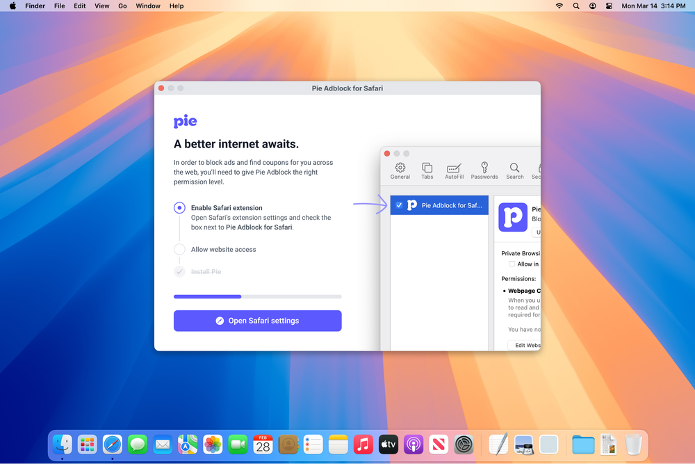 Pie Adblock is now available for Safari on macOS