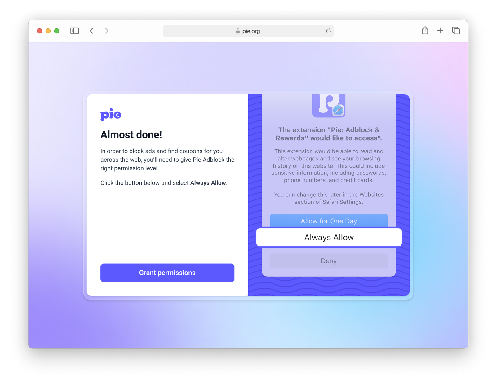 Pie Adblock is now available for Safari on macOS